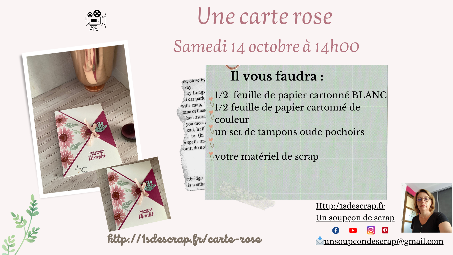 CARTE ROSE – Un soupçon de scrap